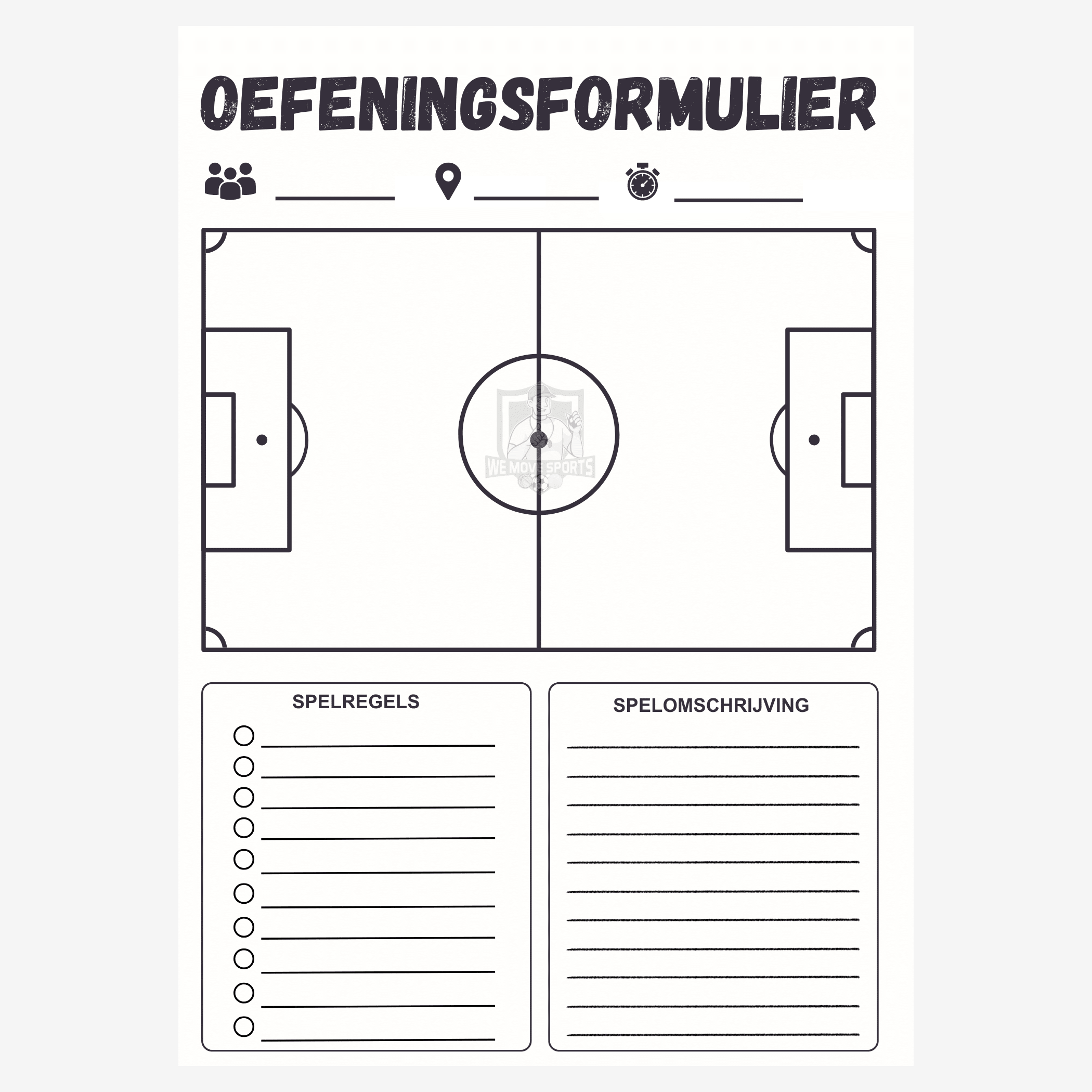 Leeg voetbal oefeningenformulier - We Move Sports